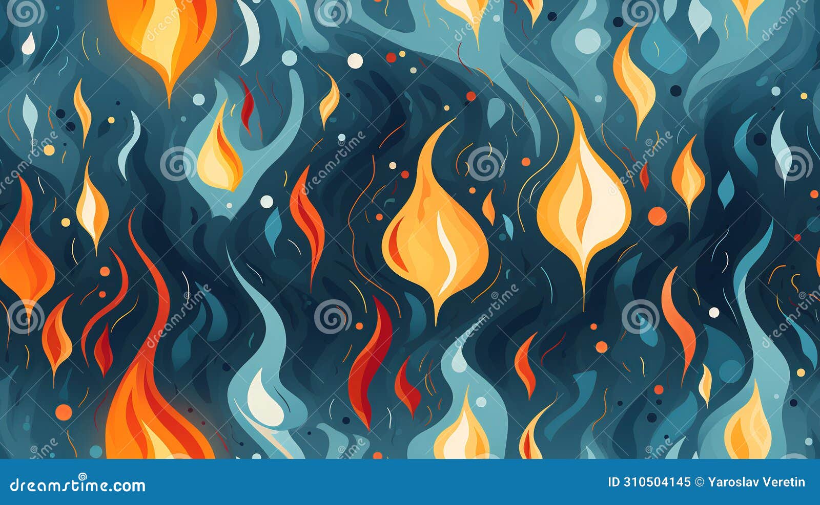 An Artwork Depicting Vibrant Fire Flames Against a Blue Backdrop Stock ...
