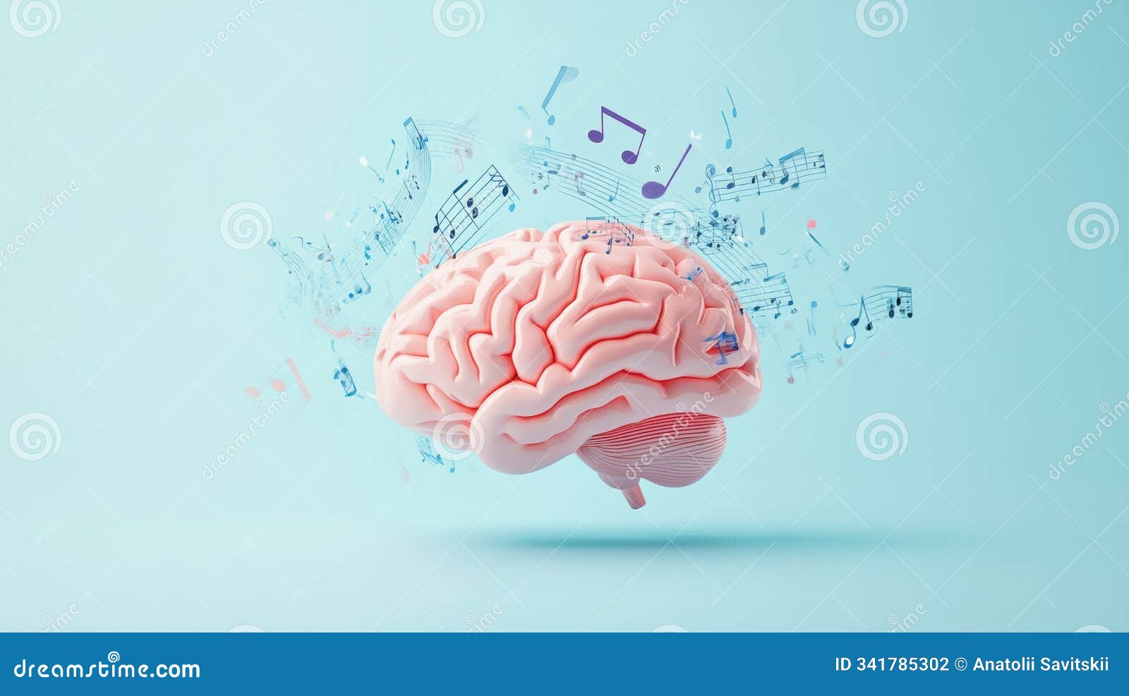 The Artwork Depicts a Human Brain Immersed in Swirling Musical Notes ...