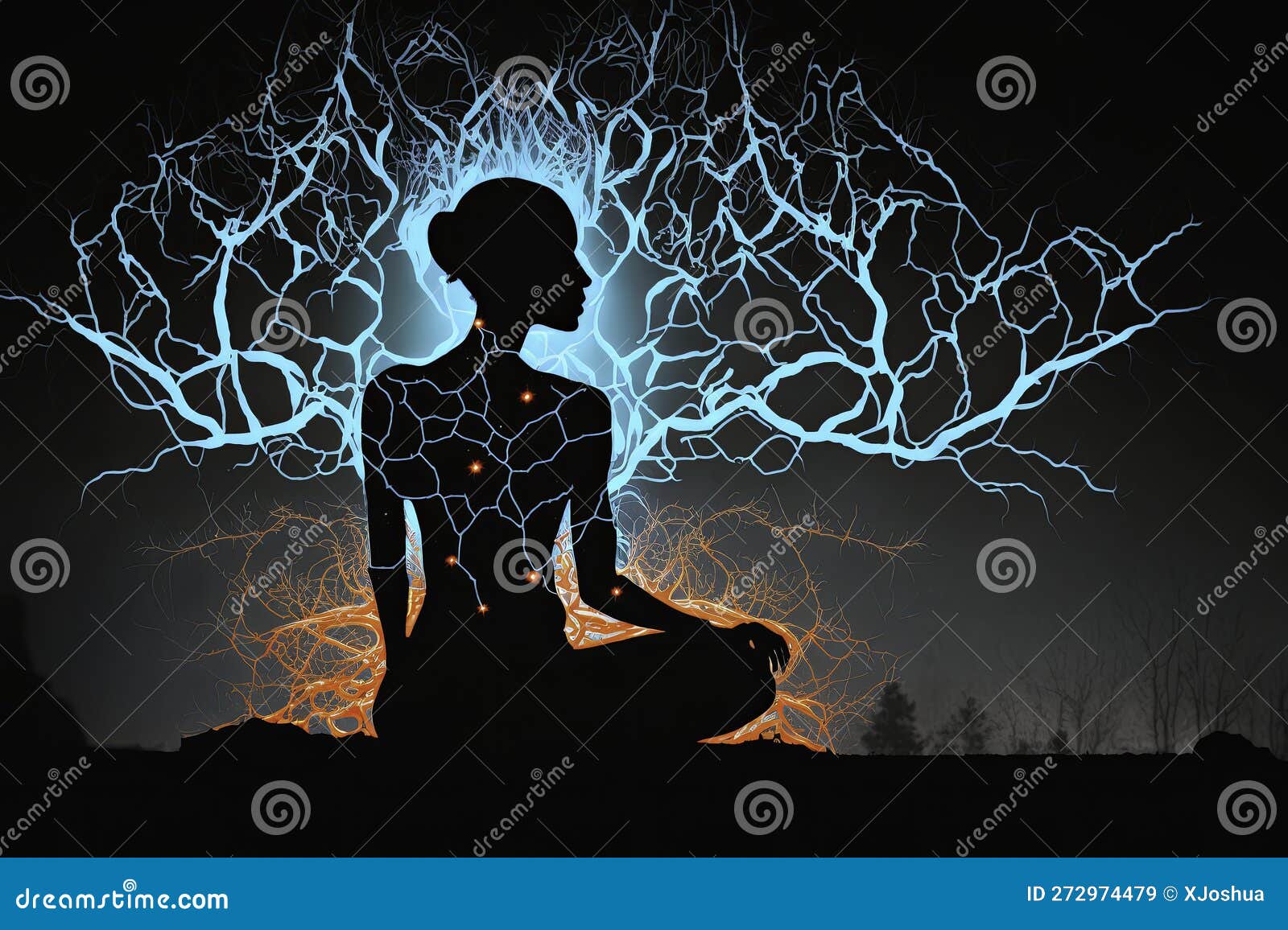 Human Silhouette: Exploring Neural Networks And Aura Royalty-Free Stock ... Human Silhouette: Exploring Neural Networks And Aura Royalty-Free Stock ...