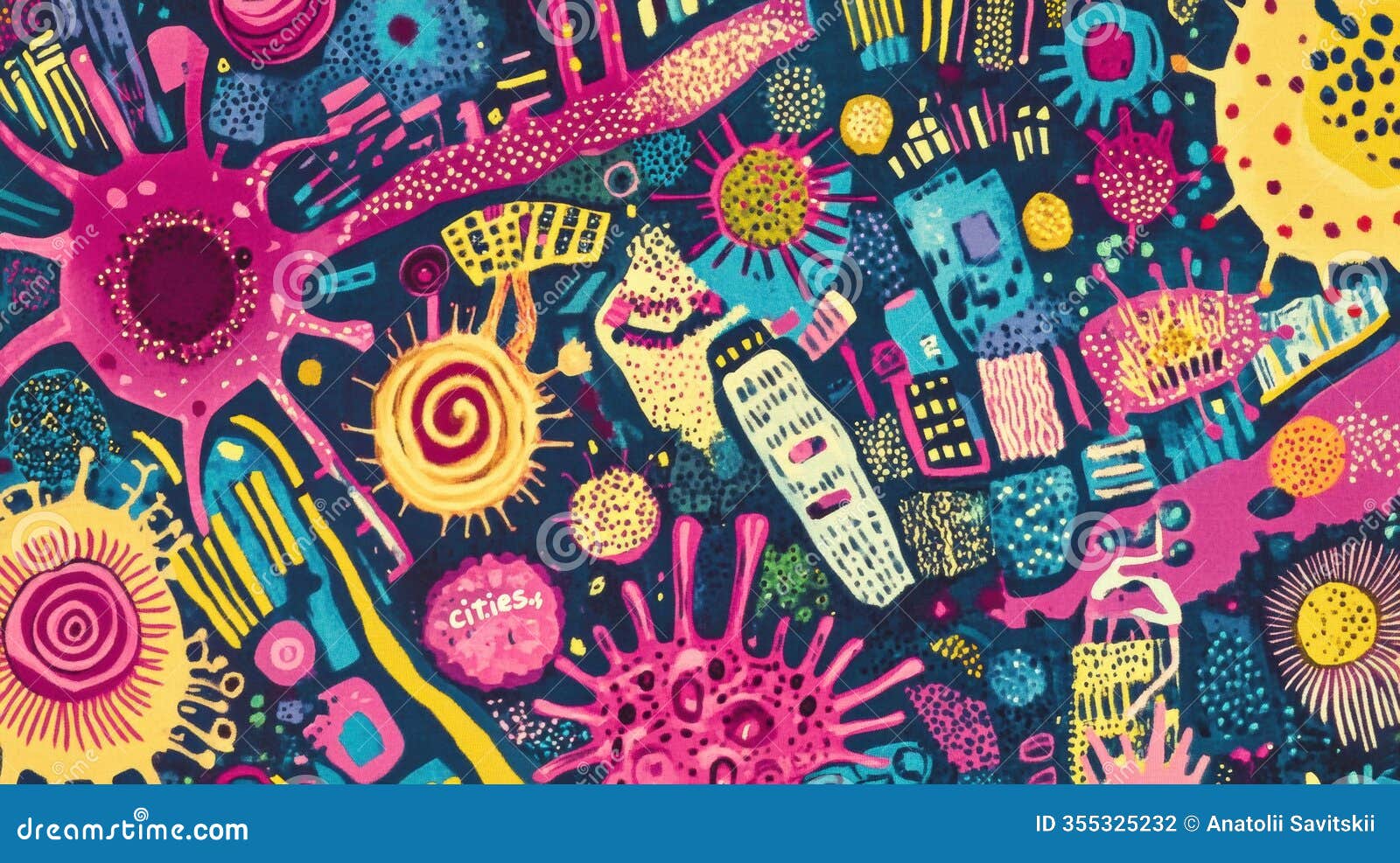 Playful Map of Bacteria Colonies Depicted As Vibrant Cities with ...
