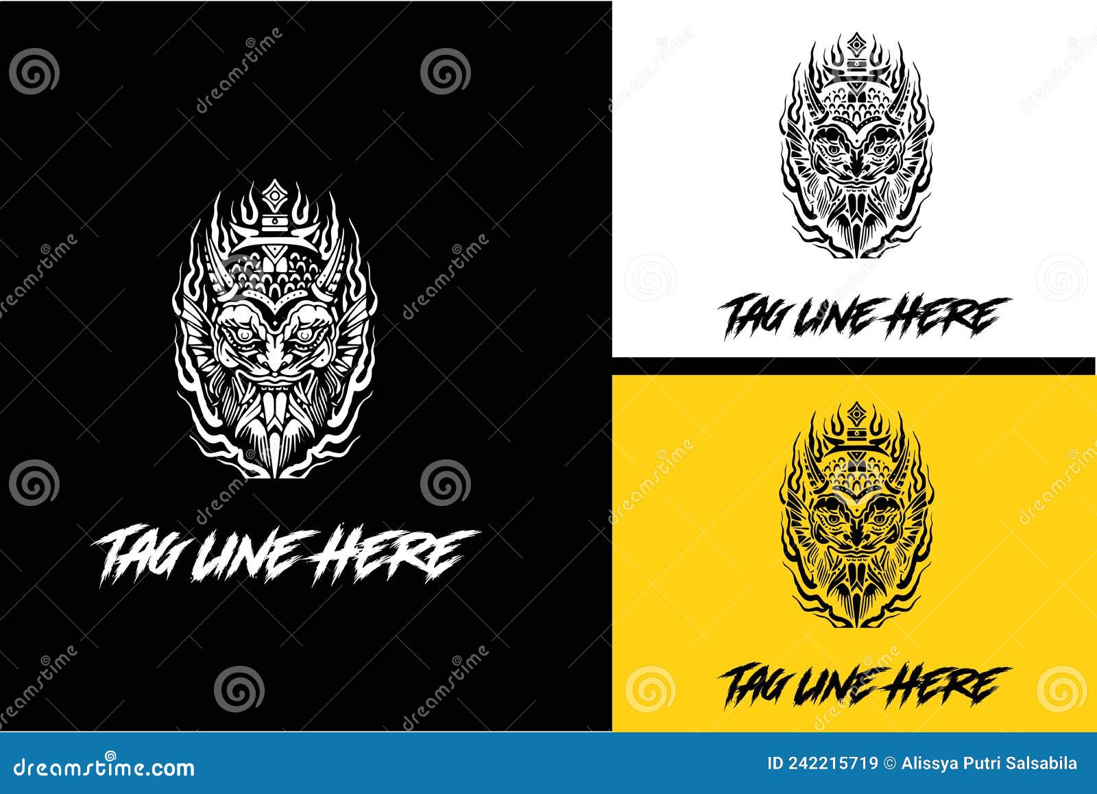 Artwork Design of Abstract Head Devil with Flame Vector Design Black ...