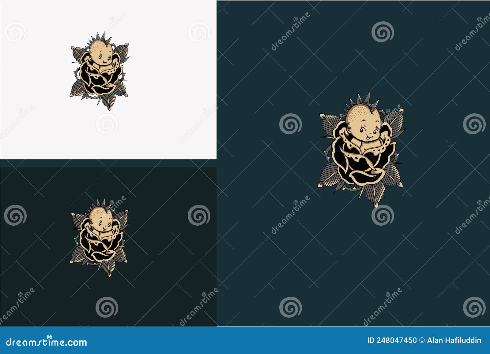 Artwork Design of Baby Punk and Flower Vector Stock Vector ...