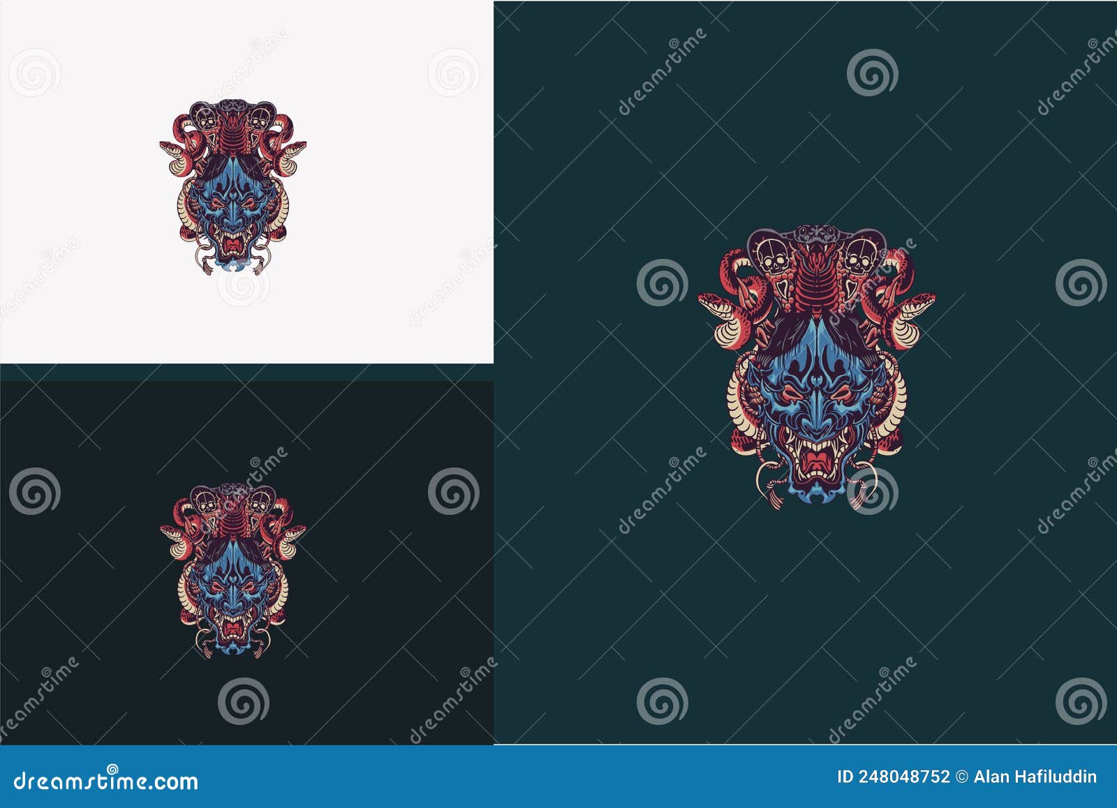 Artwork Design of Head Devil and Cobra Vector Illustration Stock ...