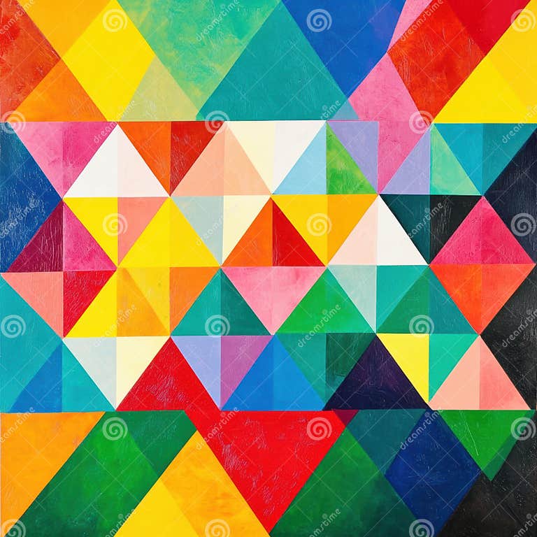 This Artwork Displays an Array of Vibrant Triangular Patterns, Blending ...