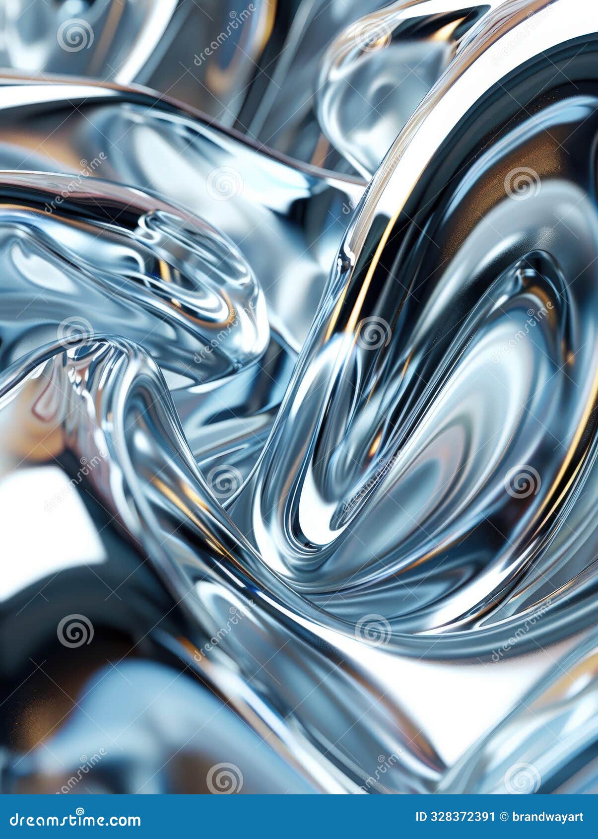 Shiny Chrome Abstract Fluid Metal Design with Reflective Surface Stock ...