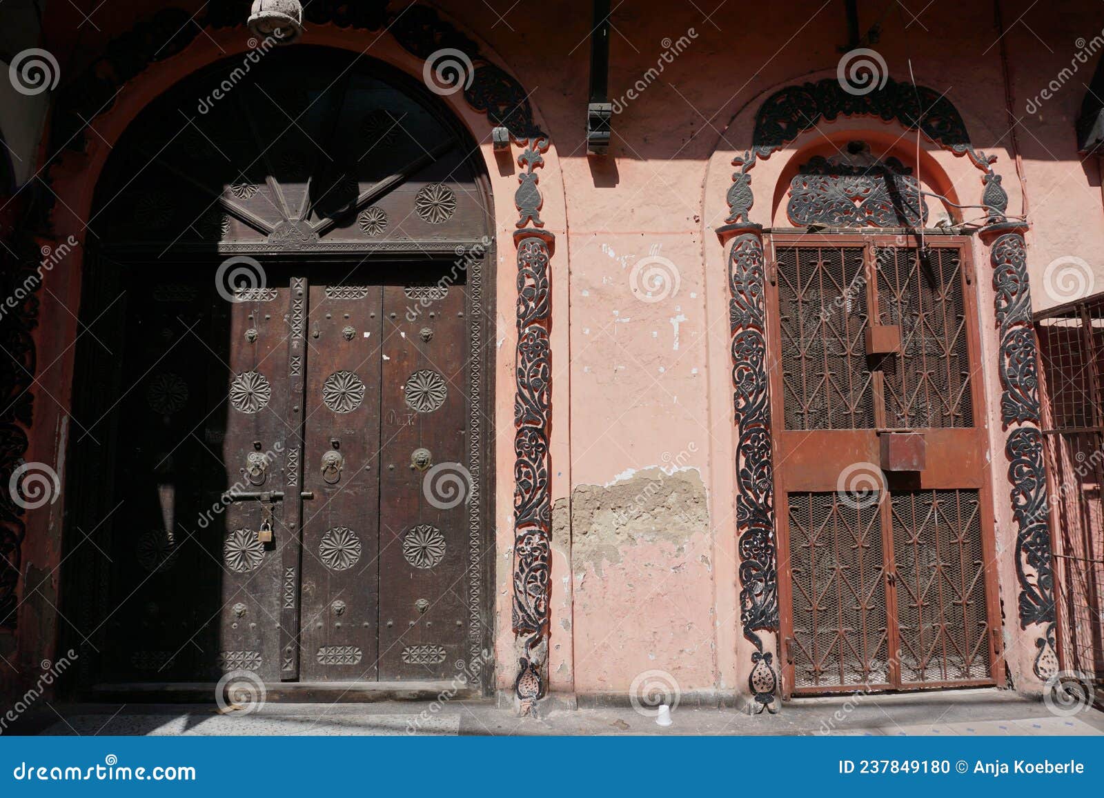 Artwork on Doors in the Heart of the Old Town of Mombasa Stock Photo ...