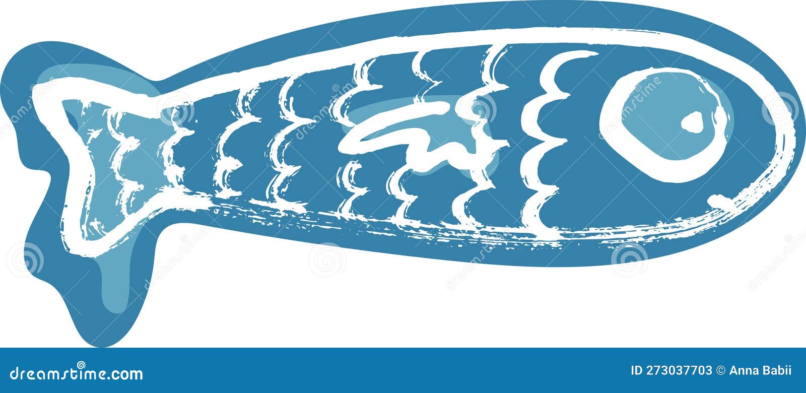 Artwork Dry Brush Ink Blue Fish Print Stock Illustration - Illustration ...