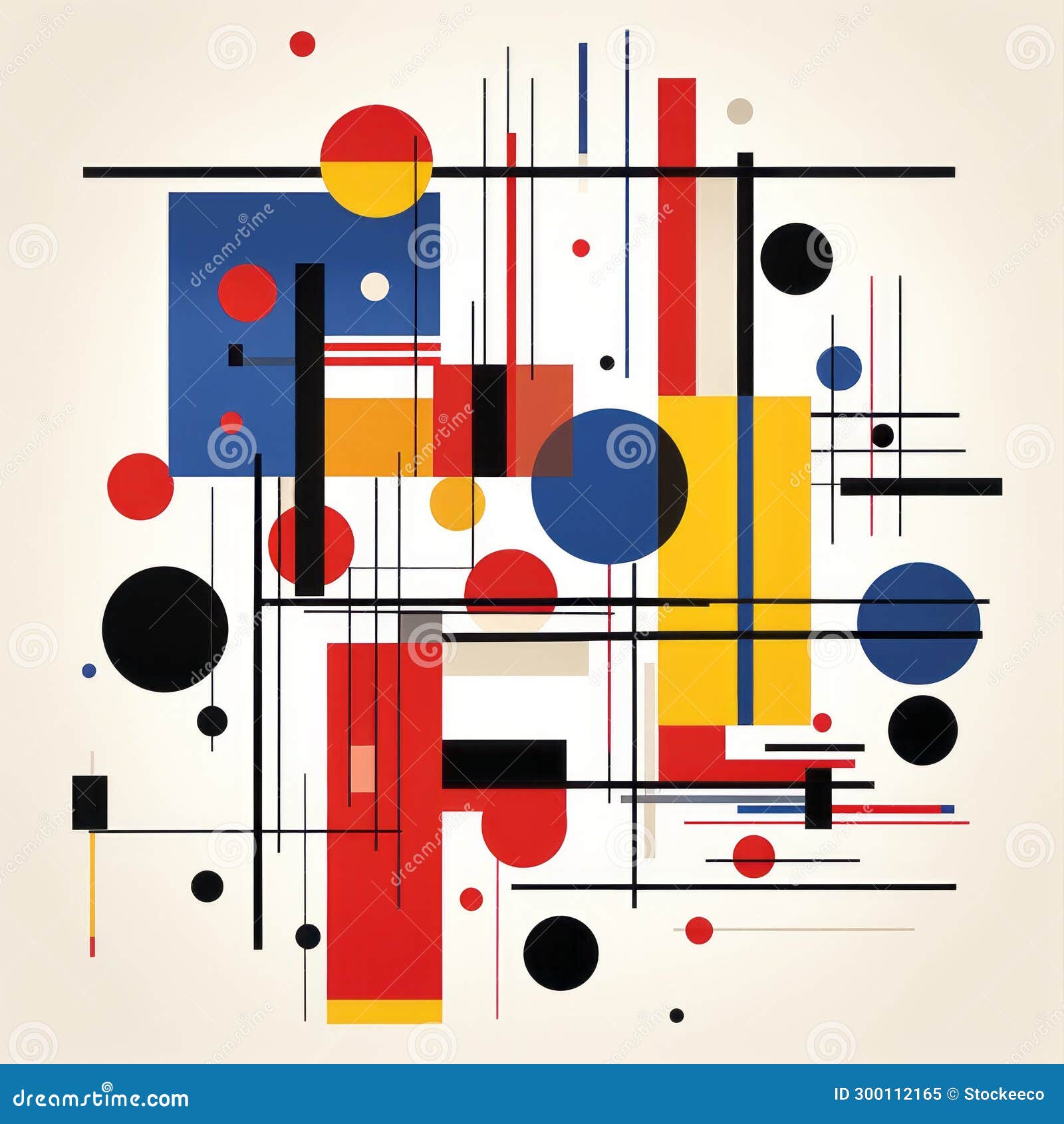 Vibrant Bauhaus-inspired Abstract Shapes: a Mid-century Illustration ...
