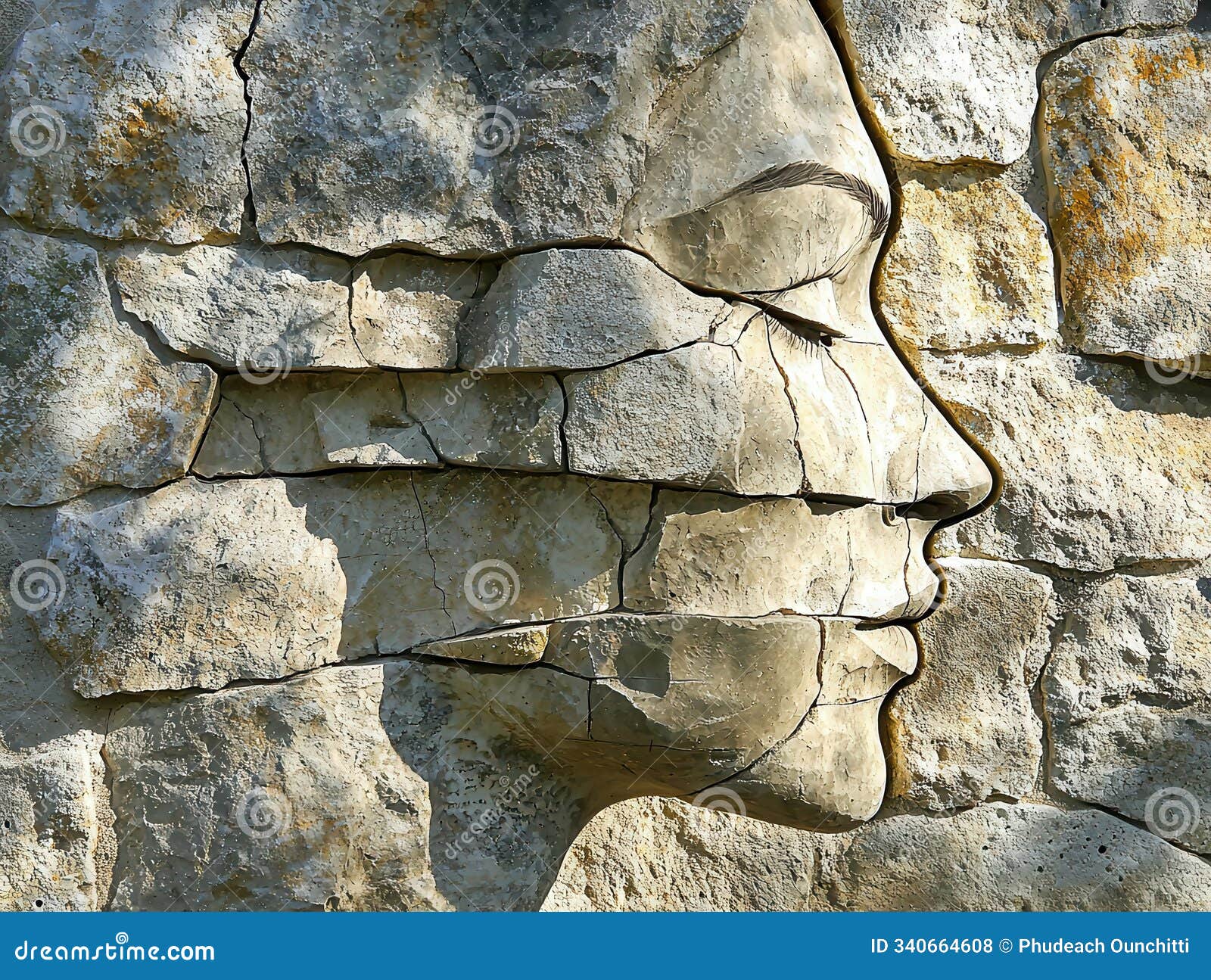 Abstract Stone Structure with Human Face Design Stock Photo - Image of ...