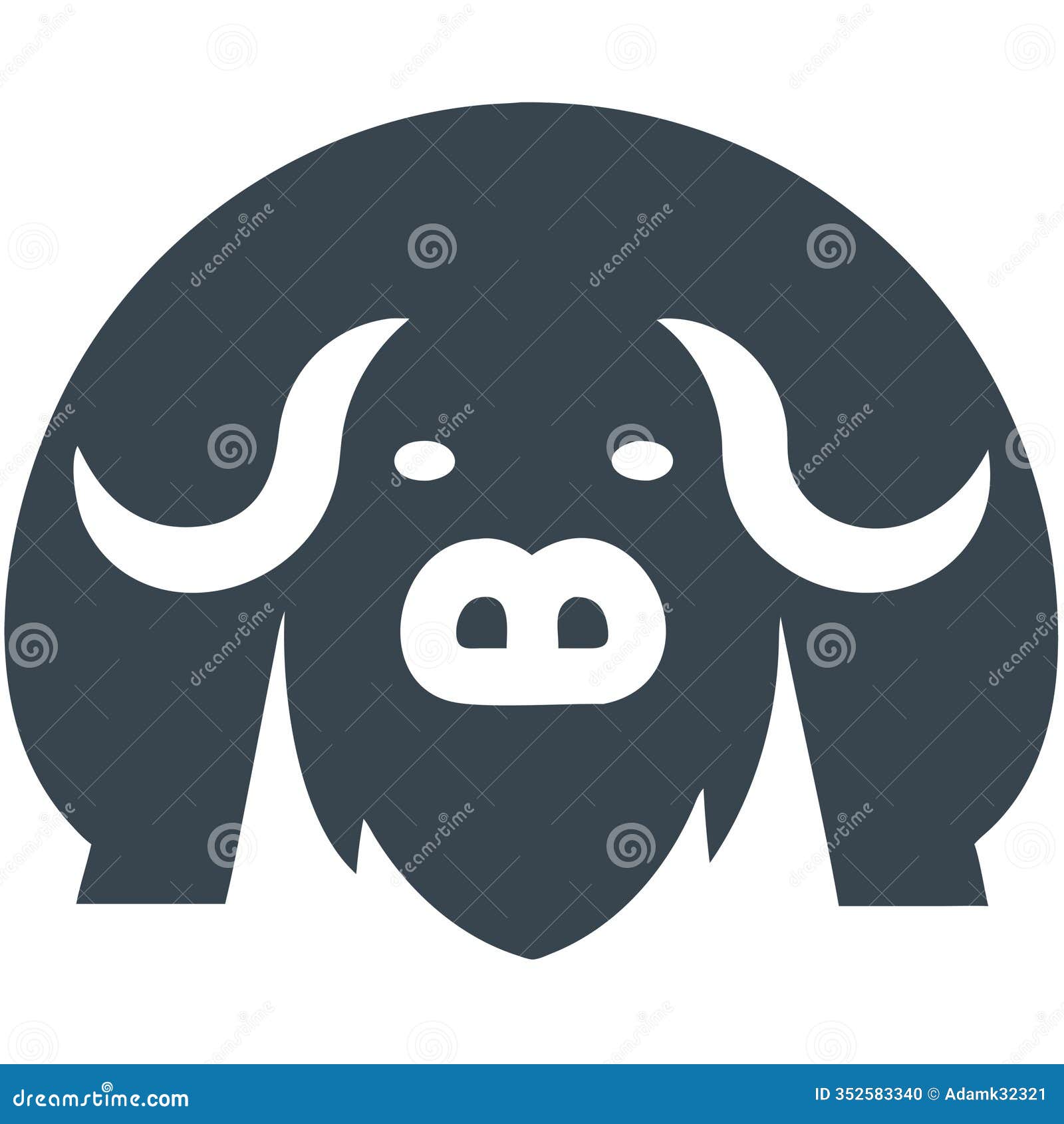 Bold Buffalo Illustration For Tattoo Design And Coloring Book Pages | CartoonDealer.com #369549765