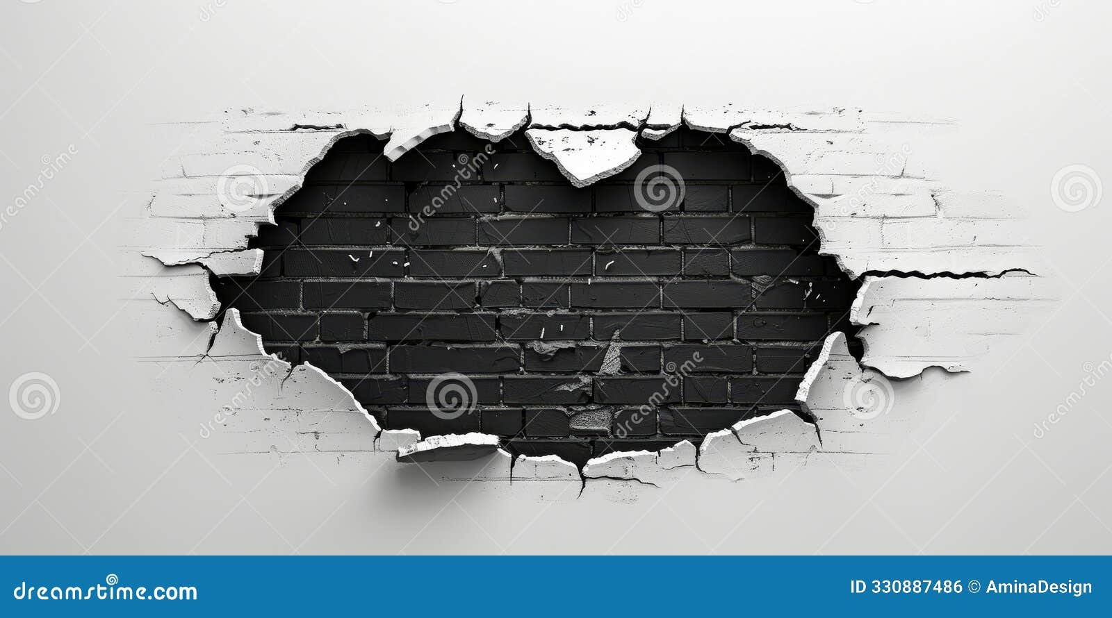 This Artwork Features a Captivating 3D Wall Crack Set Against a ...