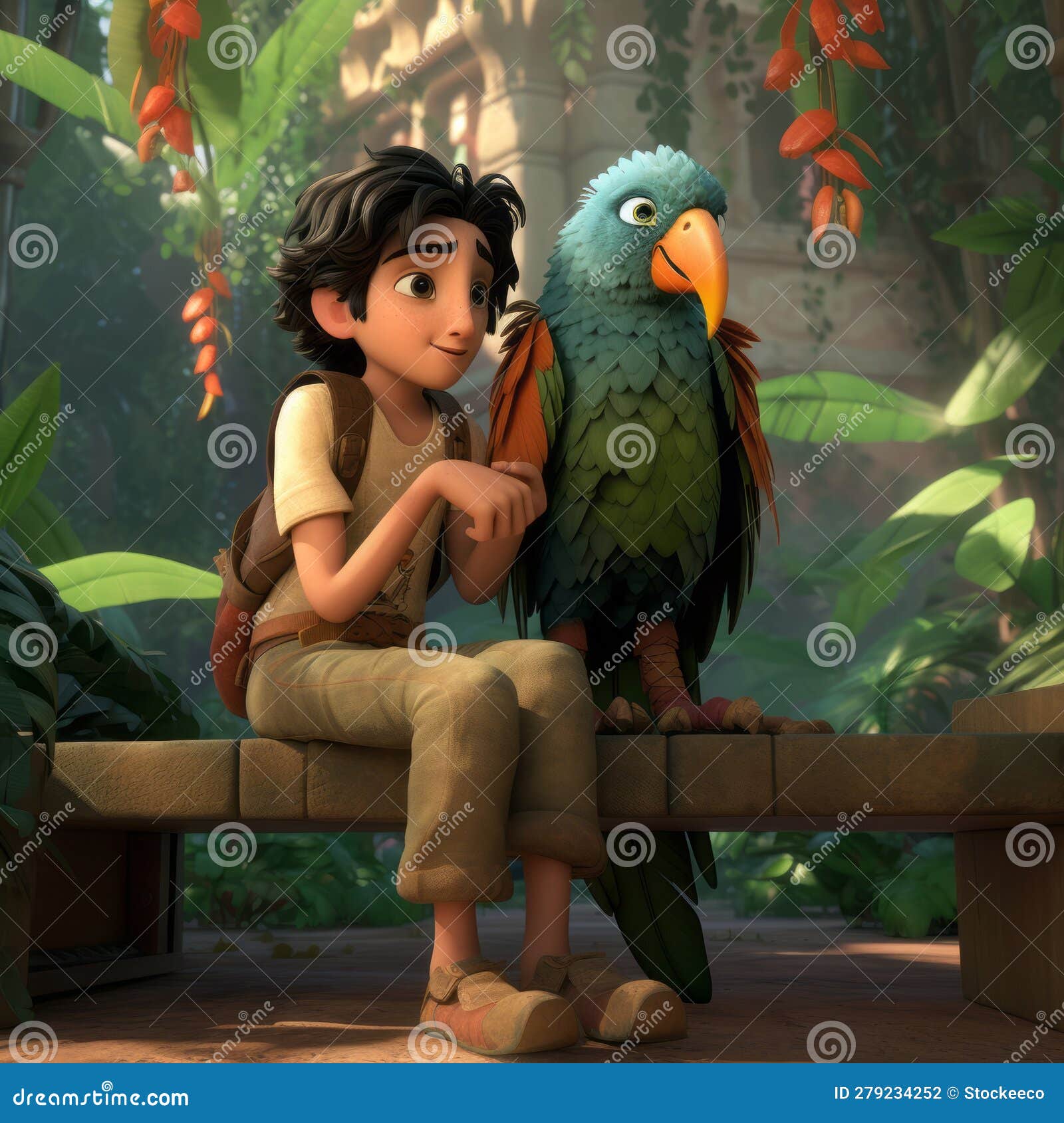 Cartoon Michael With Parrot In Daz3d Style Royalty-Free Stock ...