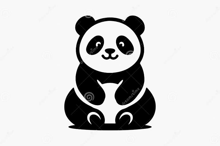 Cute Panda Silhouette Vector Art Style Illustration Stock Illustration ...