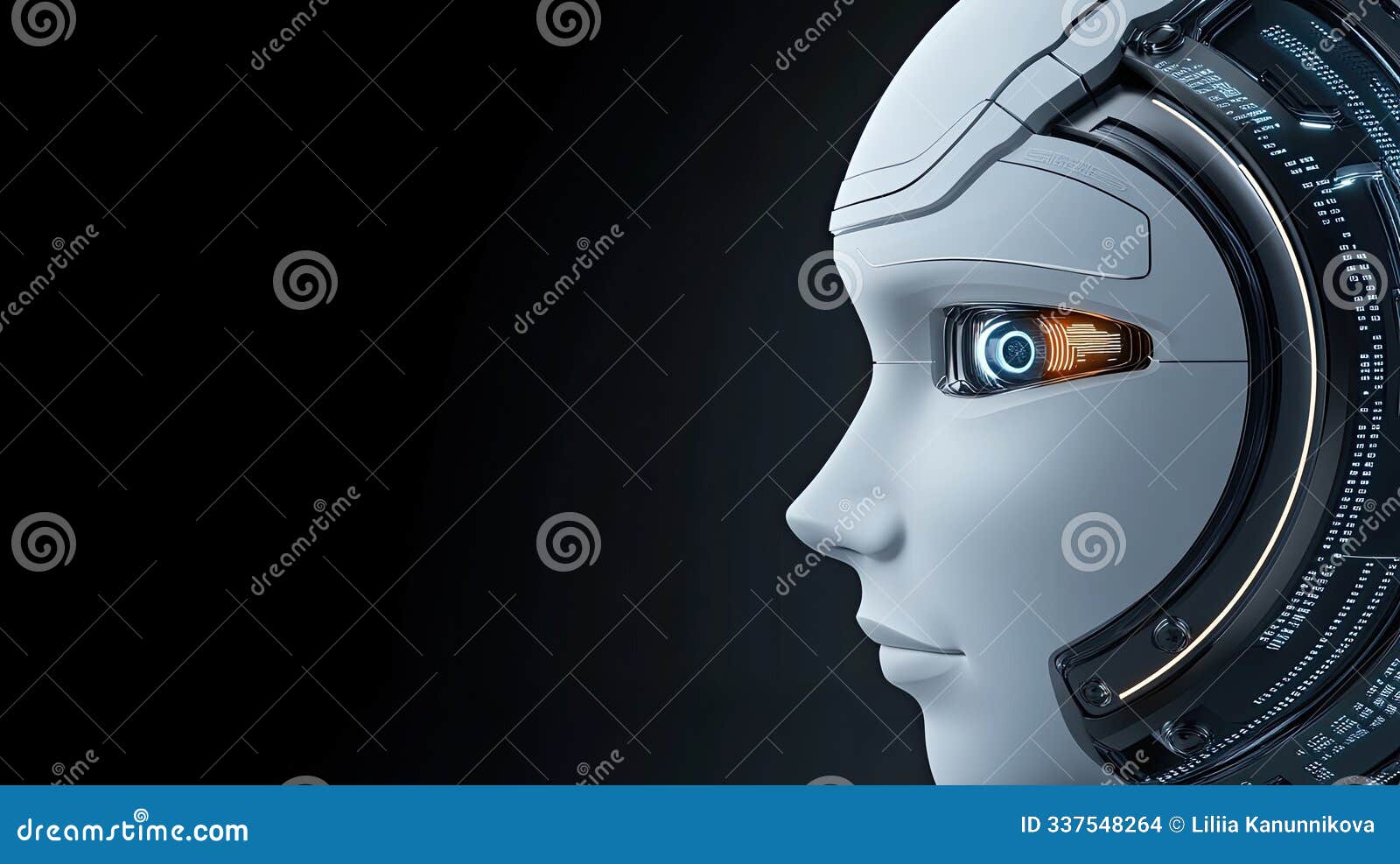 This Artwork Features a 3D of a Futuristic AI Robot Head in Profile ...