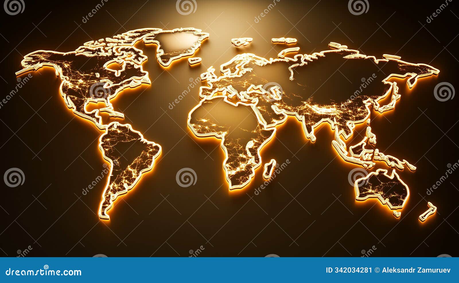 This Artwork Features a Glowing World Map with Major Cities Highlighted ...