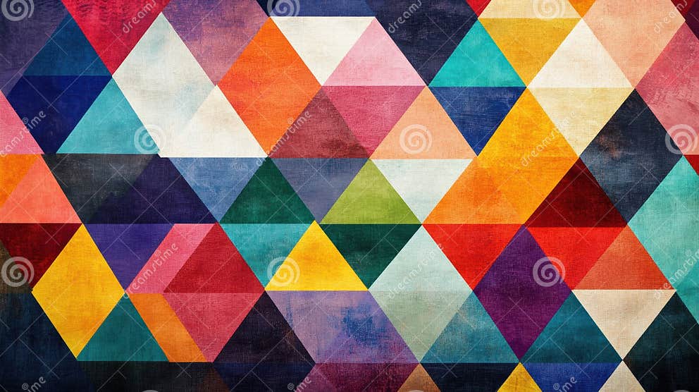 The Artwork Features Intricate Triangular Patterns Composed of Various ...