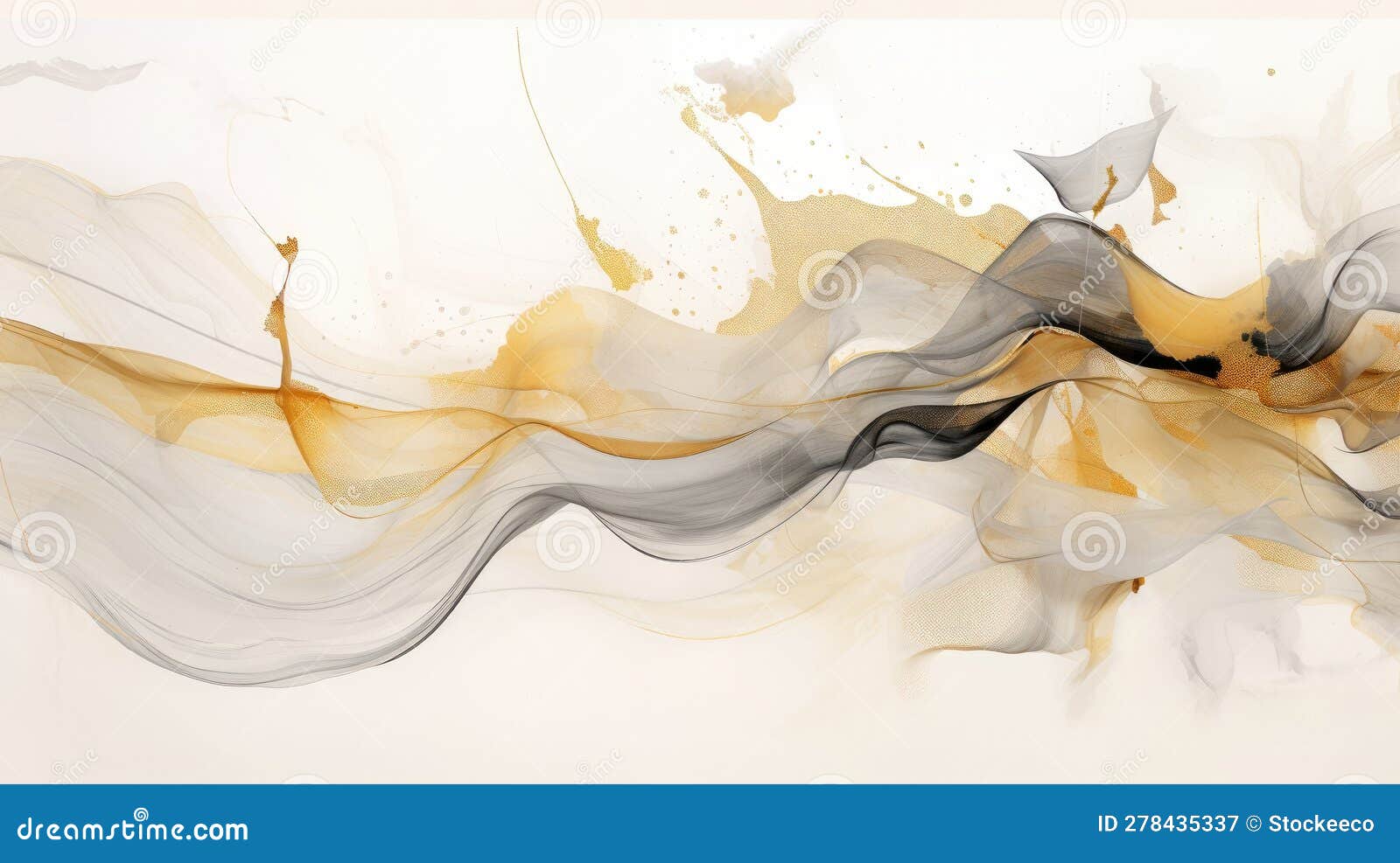 Abstract Environmental Art with Fluid Shapes in Gold Thread and ...