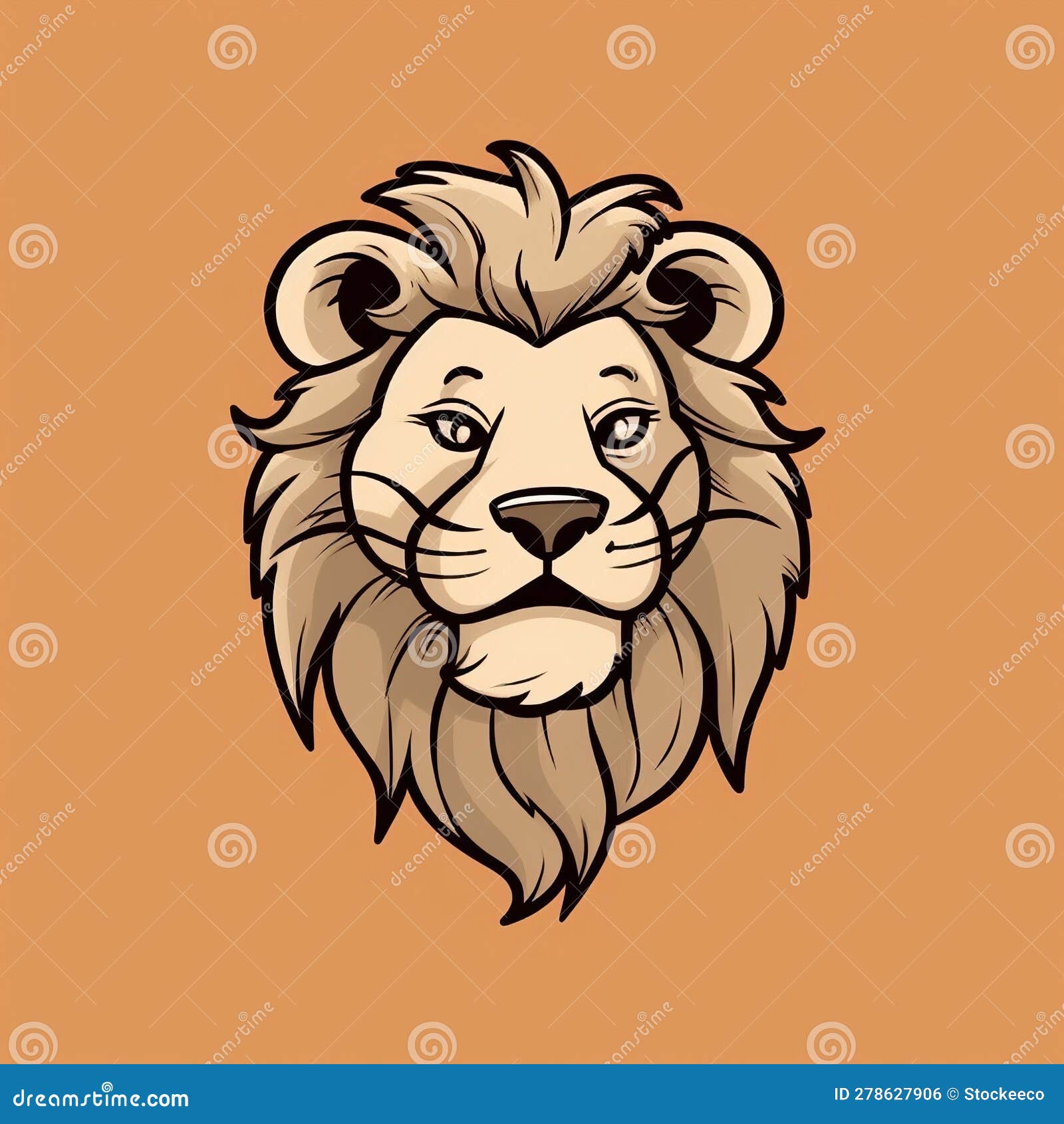 Minimalistic Lion Cartoon Doodle Line Art Stock Illustration ...