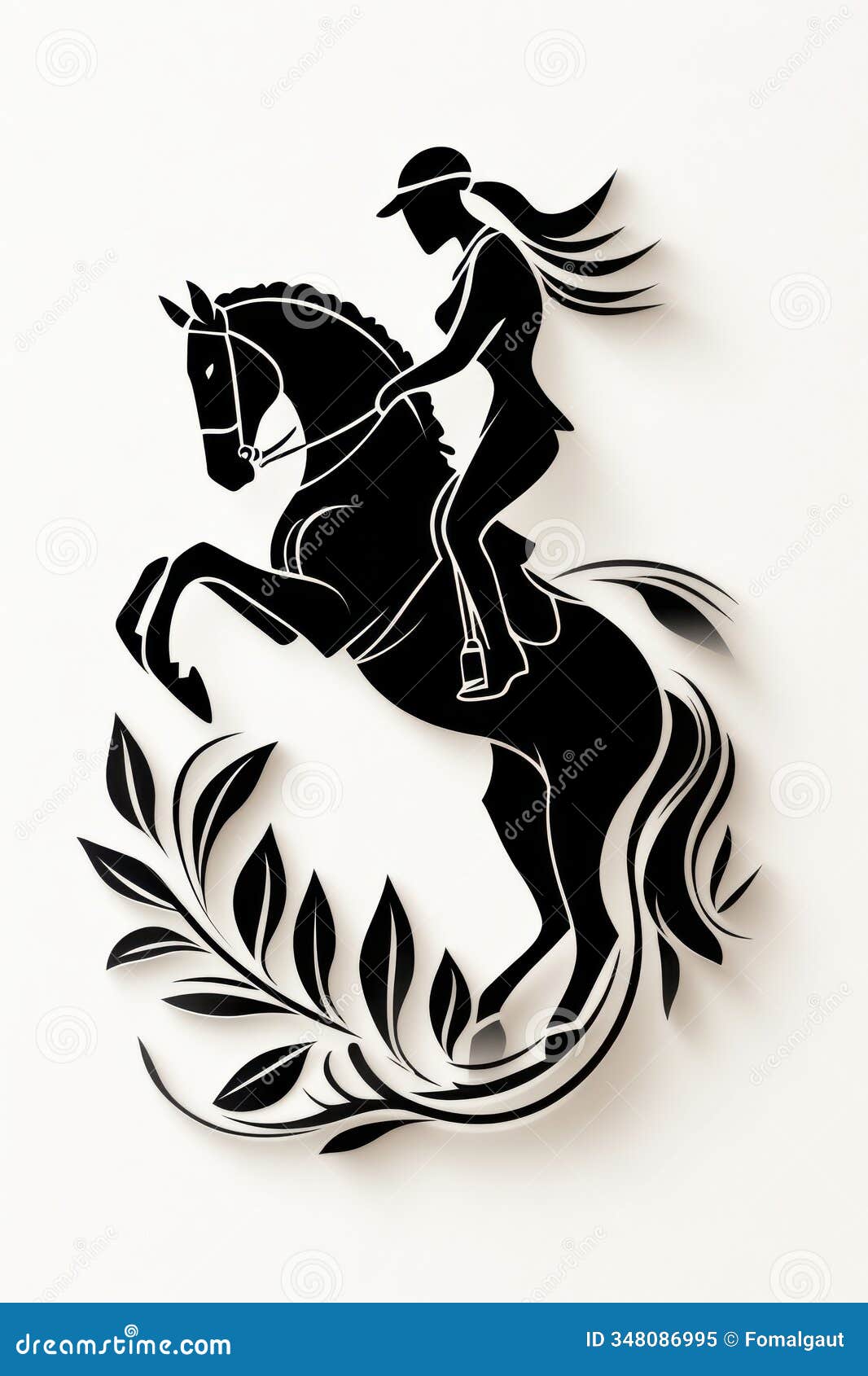 This Artwork Features a Striking Black Linear Logo of a Rearing Horse ...
