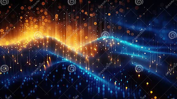 Illuminated Data Visualization Displaying Horizontal Light Columns ...