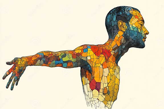 Irregular Graph Illustration As Human Body Shape with Vibrant Color ...