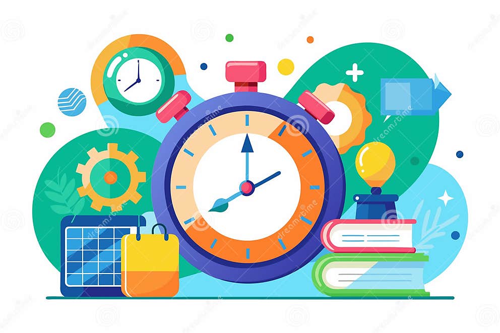 This Artwork Features Various Study Items and Timers Symbolizing ...