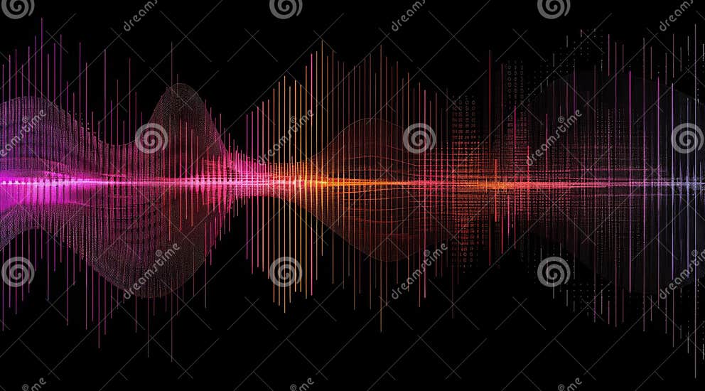 This Artwork Features a Vibrant Abstract Sound Wave Illustration with ...