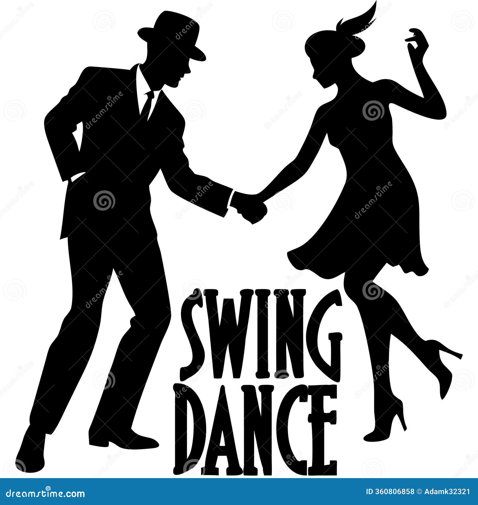 Vintage Swing Dance Couple. Retro 1940s Lindy Hop Cartoon Clipart Illustration Isolated On White ...