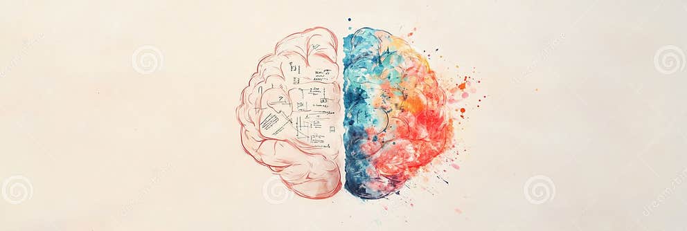 The Artwork Features a Vivid Brain Split into Two Halves, Showcasing ...