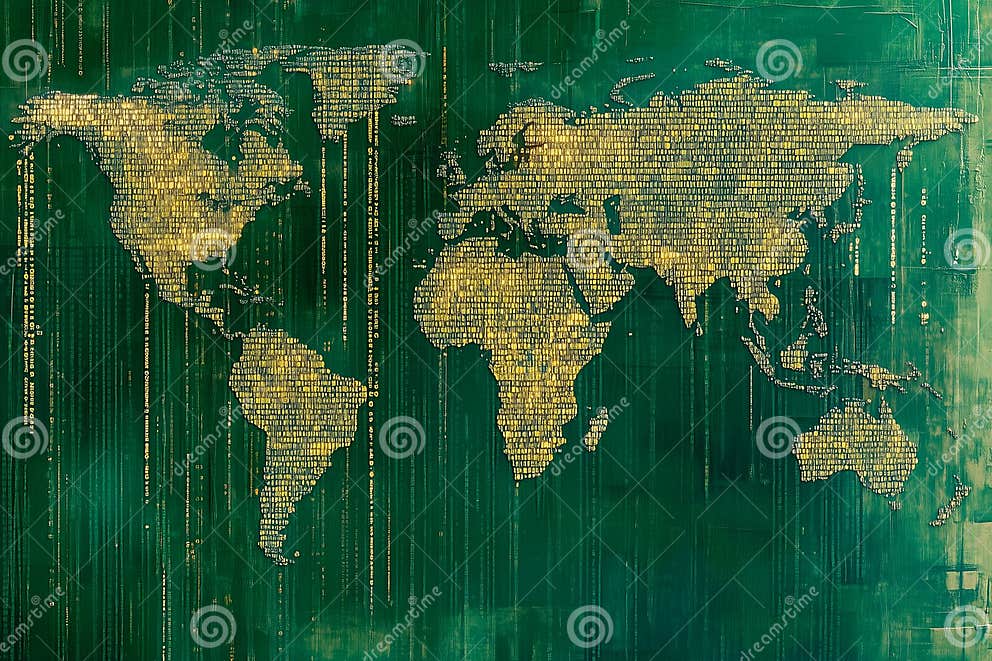 This Artwork Features a World Map Made of Binary Code, Highlighting Our ...
