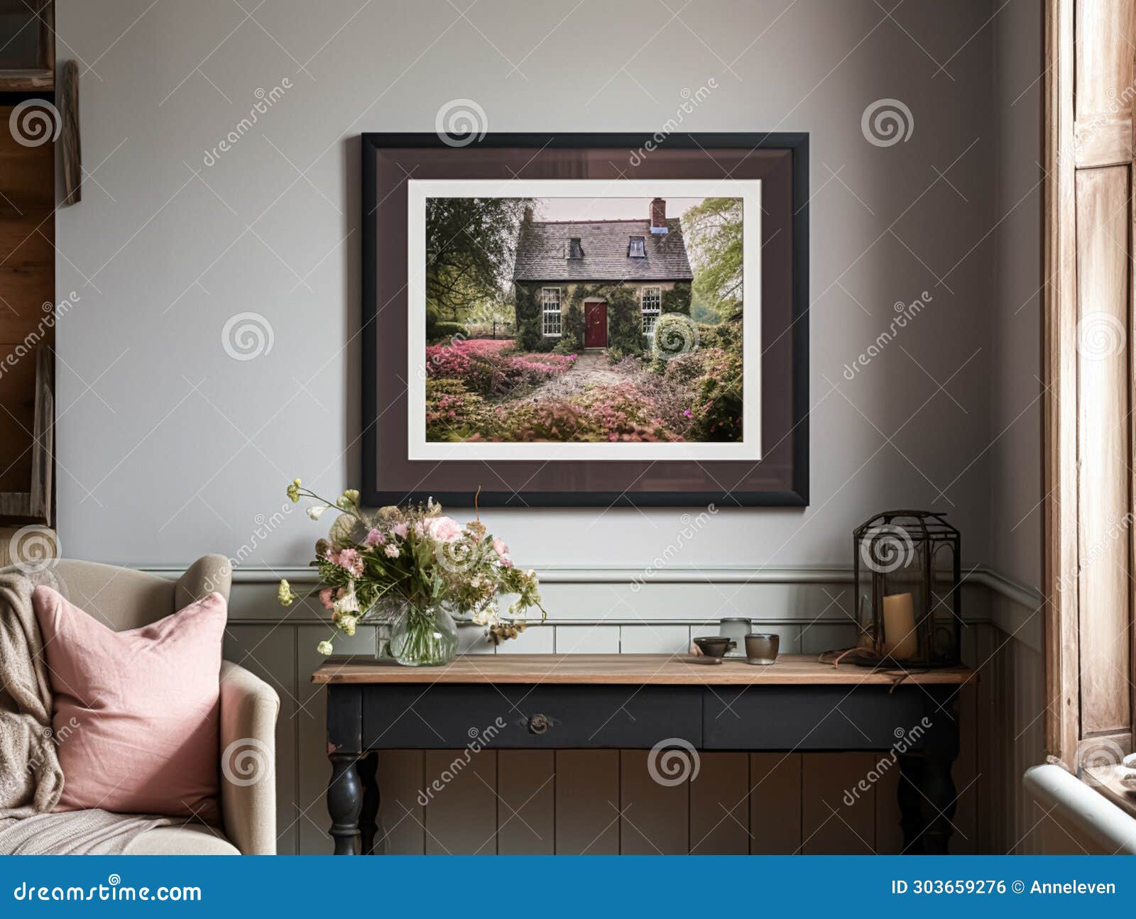 Artwork in a Frame in the English Countryside Style, Art and Home Decor ...