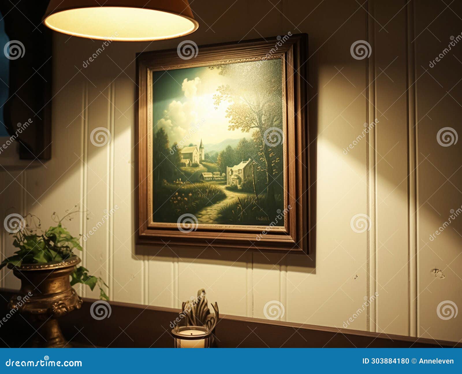 Artwork in a Frame in the English Countryside Style, Art and Home Decor ...