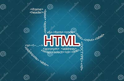 Artwork of HTML Language Background Stock Illustration - Illustration ...