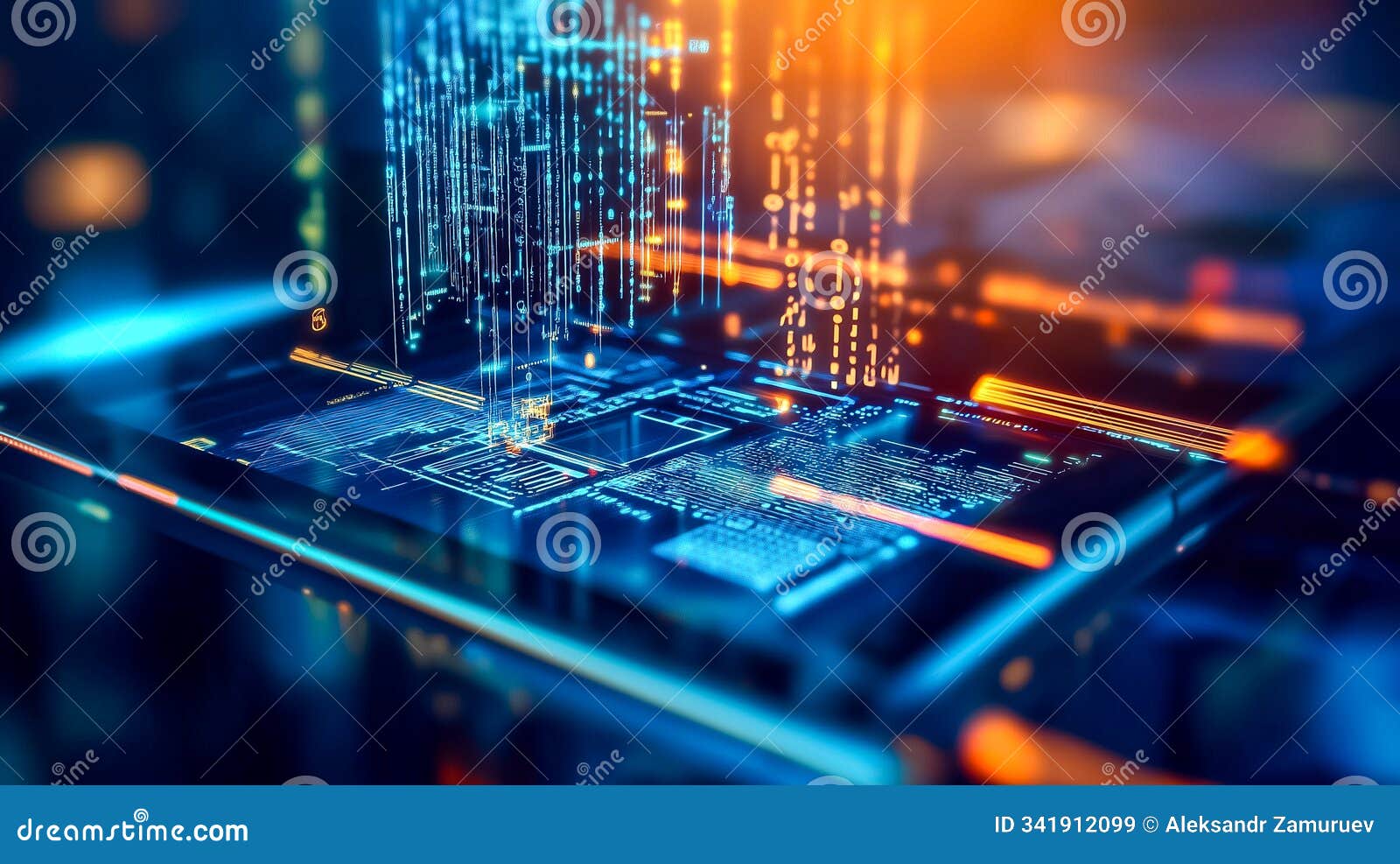 The Artwork Illustrates Dynamic Data Transfer between Connected Devices ...