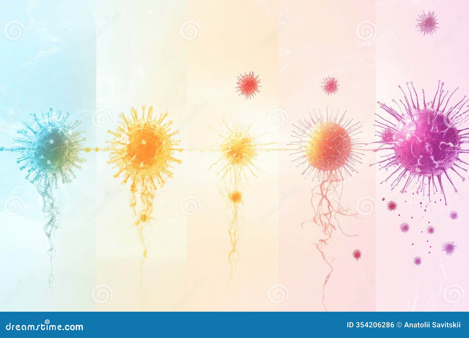 Progression of Viral Forms Depicted in a Colorful Illustration Showing ...