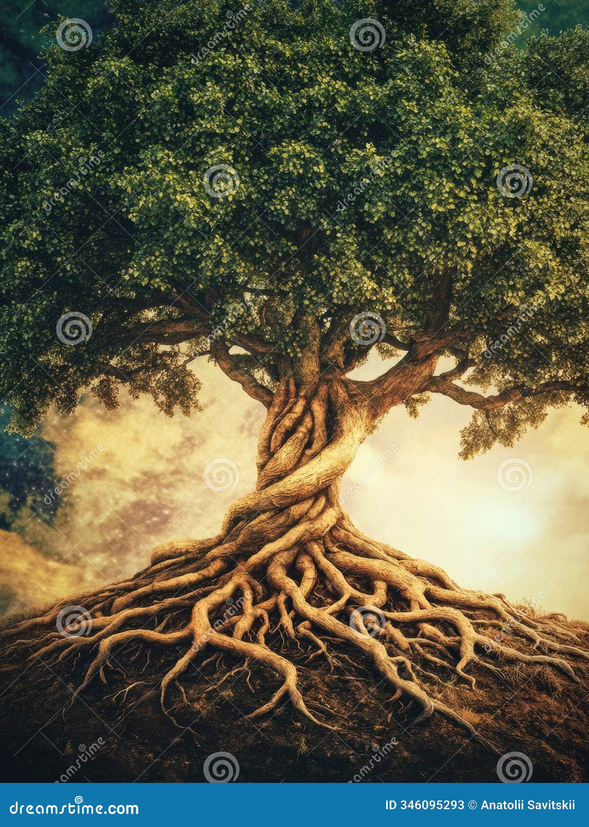 This Artwork Illustrates a Tree of Life, Showcasing Intertwined ...