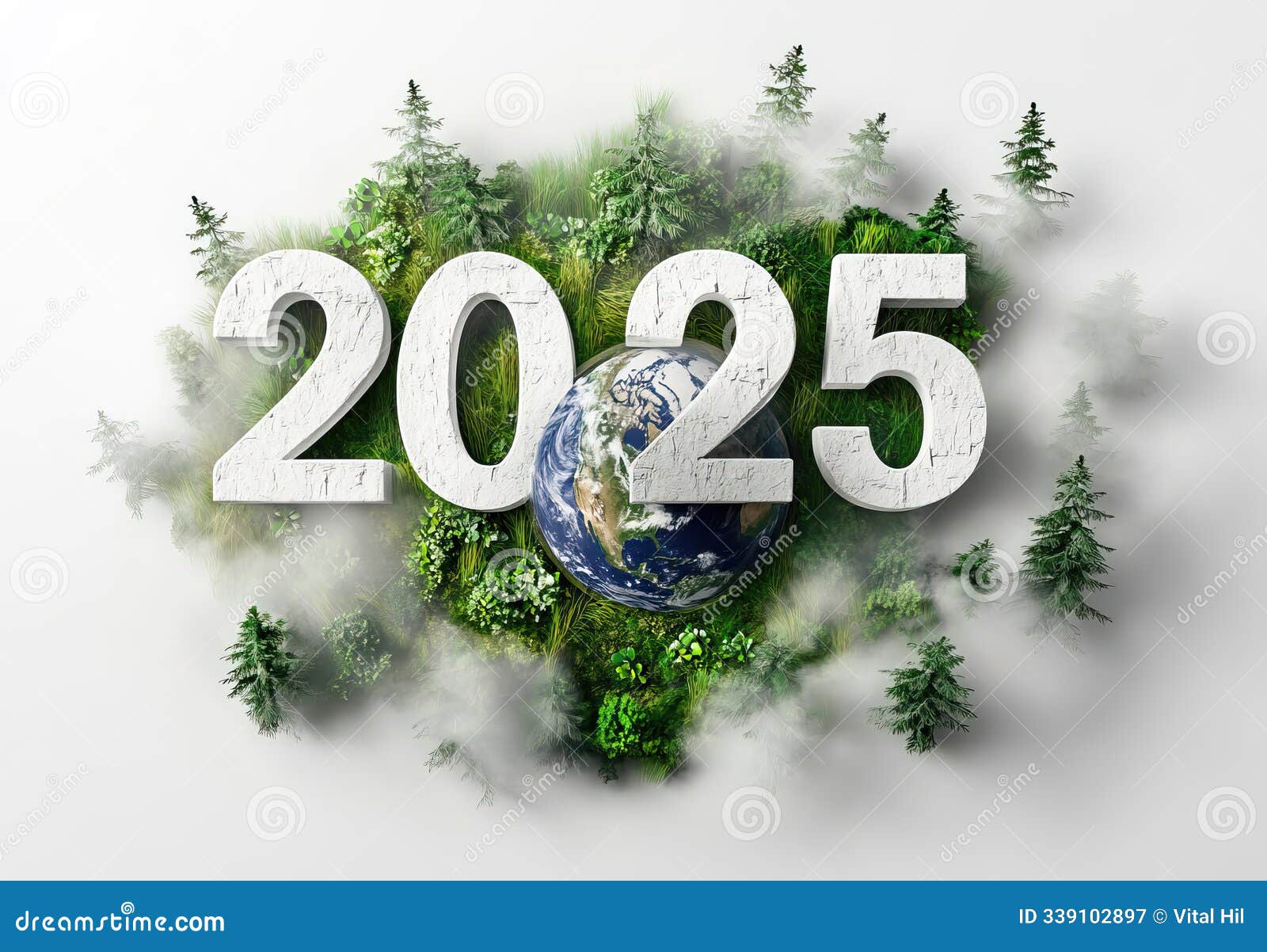 Creative Depiction of Earth in 2025 with Lush Greenery and Towering ...
