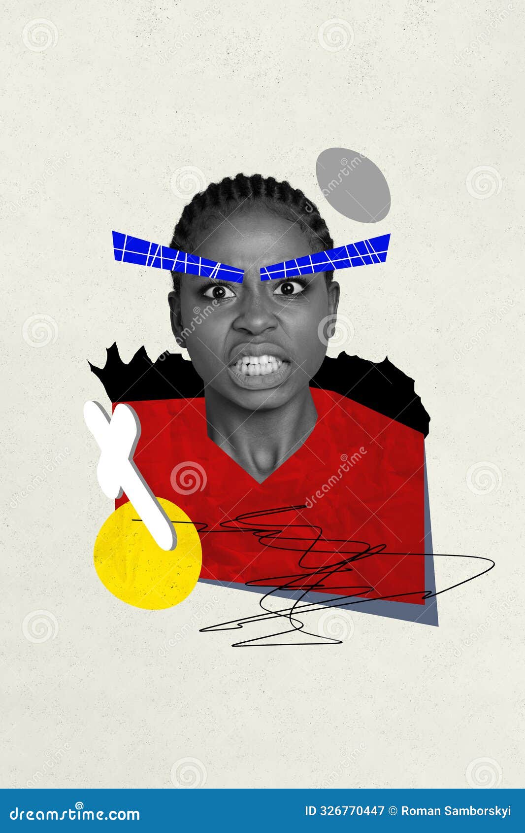 Artwork Image Collage of Crazy Mad Angry Woman Bad Mood Failure Problem ...