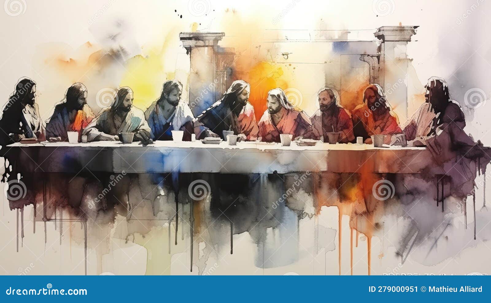 Artwork Inspired by the Last Supper, Communion Stock Illustration ...
