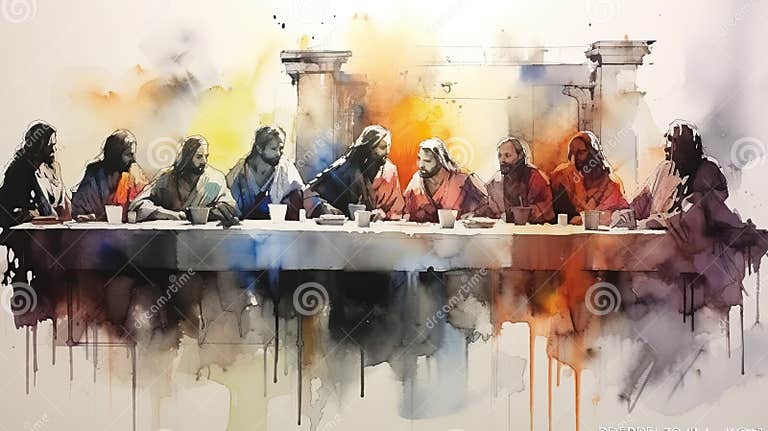 Artwork Inspired by the Last Supper, Communion Stock Illustration ...