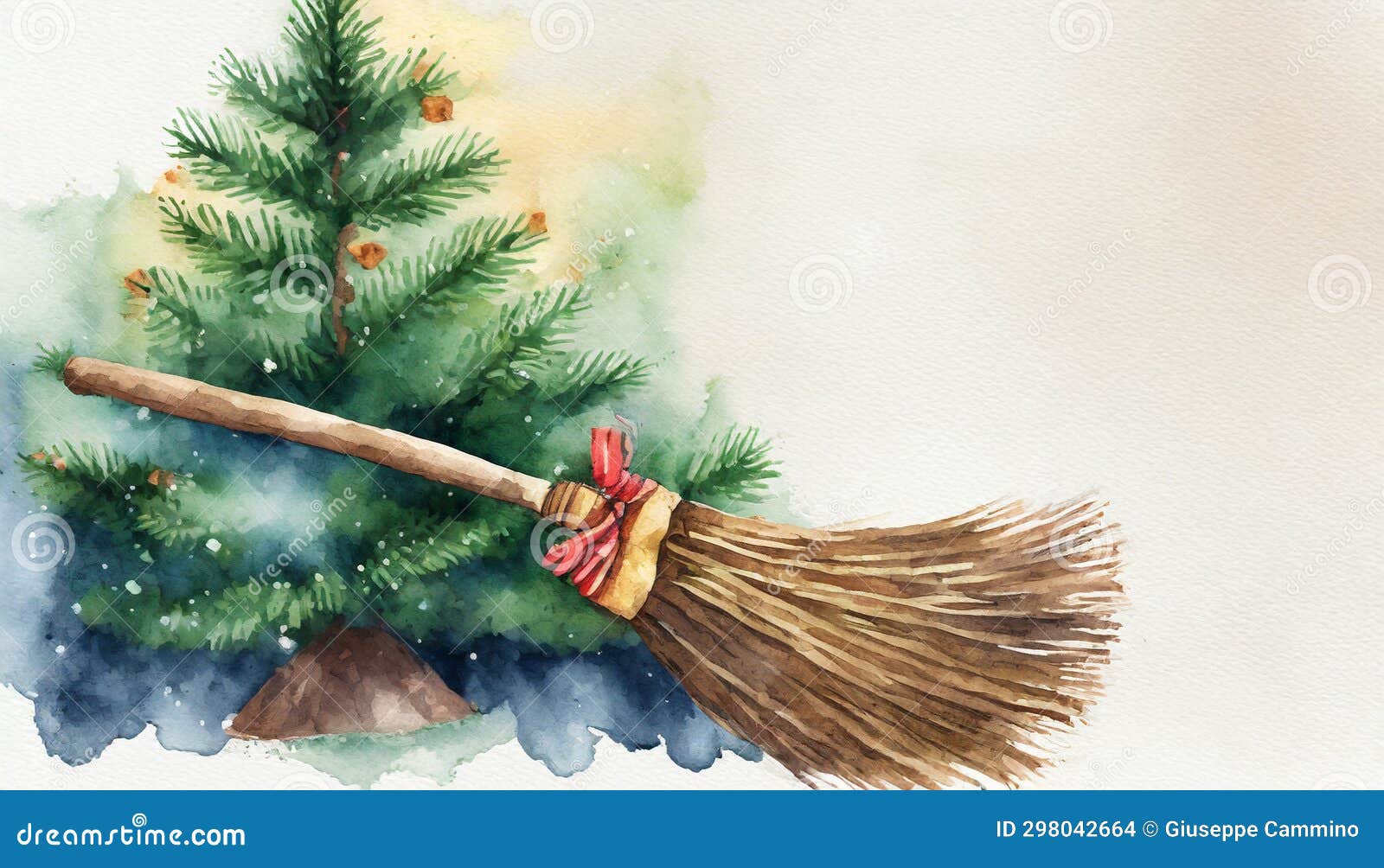 An Old Broom and a Christmas Tree - Epiphany Stock Illustration ...
