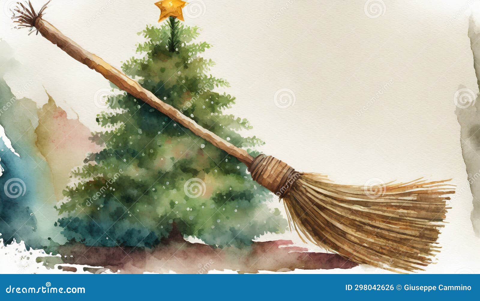 An Old Broom and a Christmas Tree - Epiphany Stock Illustration ...