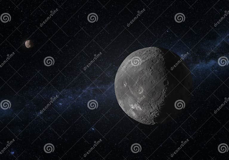 Artwork of Orcus Dwarf Planet and Your Moon Vanth in the Kuiper Stock ...