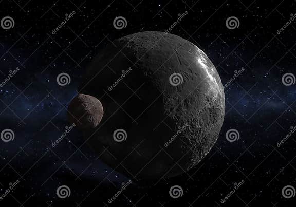 Artwork of Orcus Dwarf Planet and Your Moon Vanth in the Kuiper Stock ...