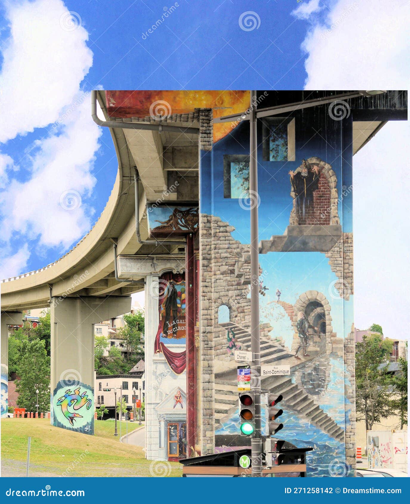 Artwork on Overpass Support in Quebed City Editorial Photography ...
