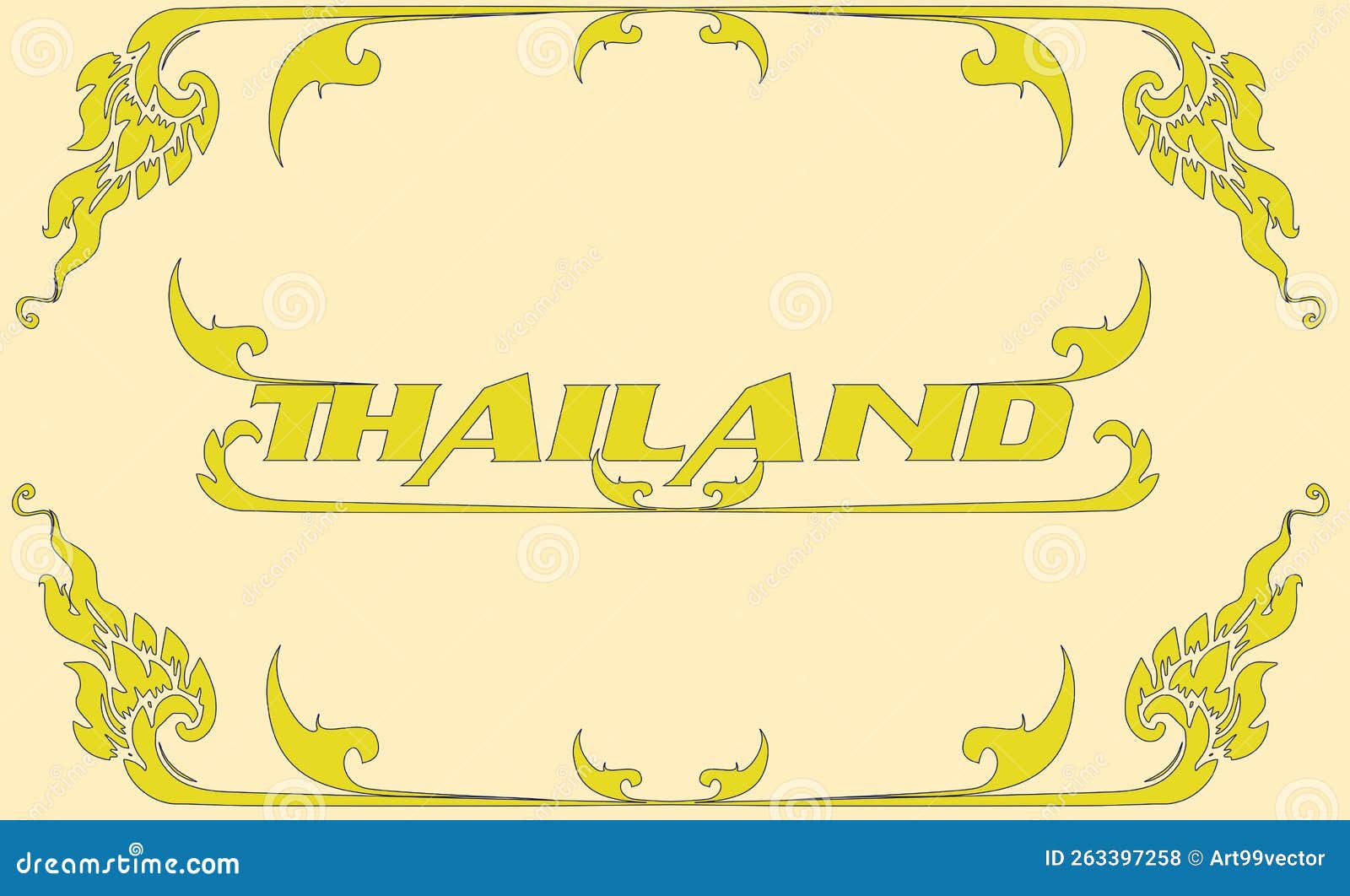 Line Thai Corner Pattern Frame Background Stock Illustration ...