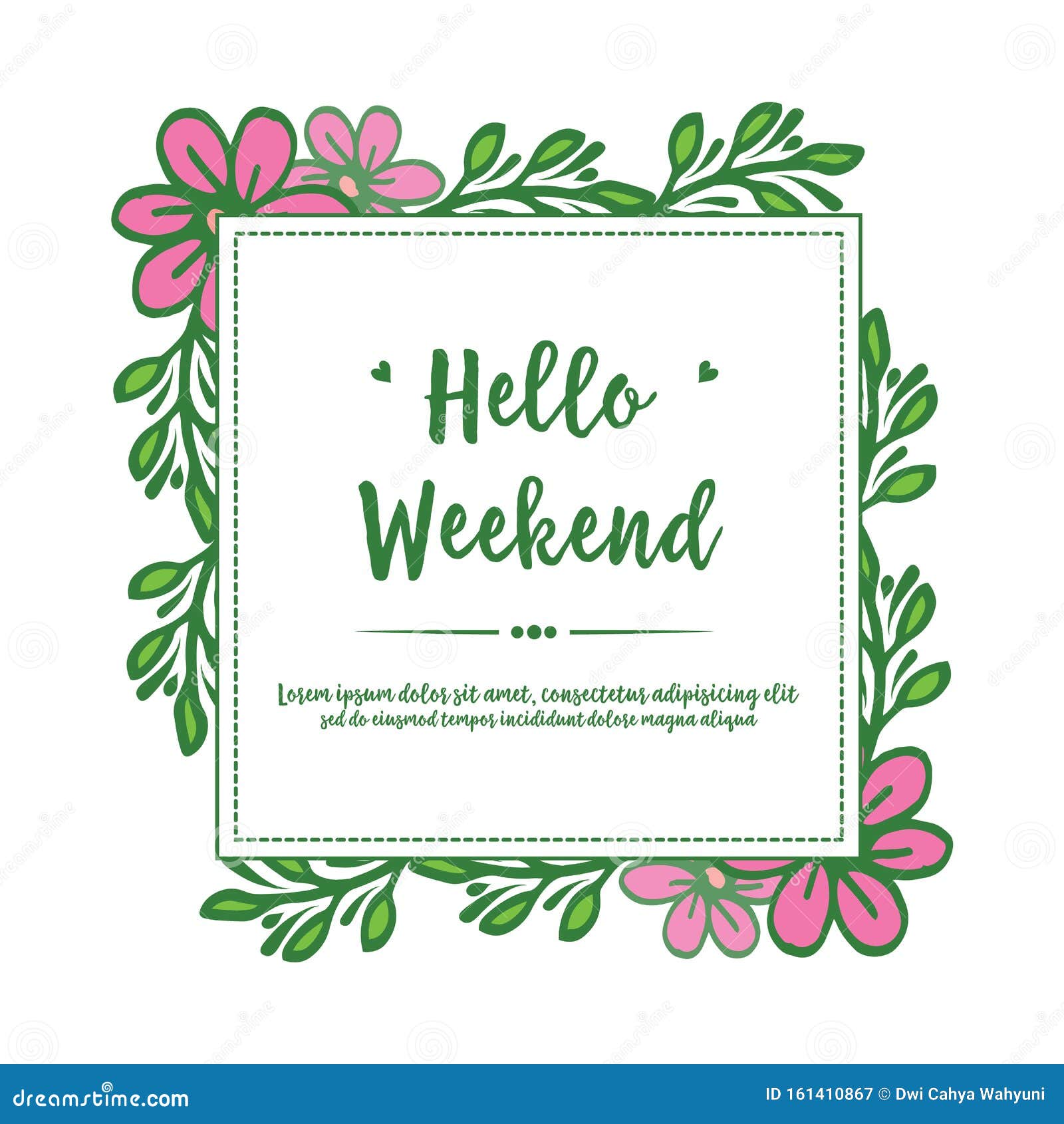 Artwork of Pink Flower Frame, for Wallpaper of Card Hello Weekend ...
