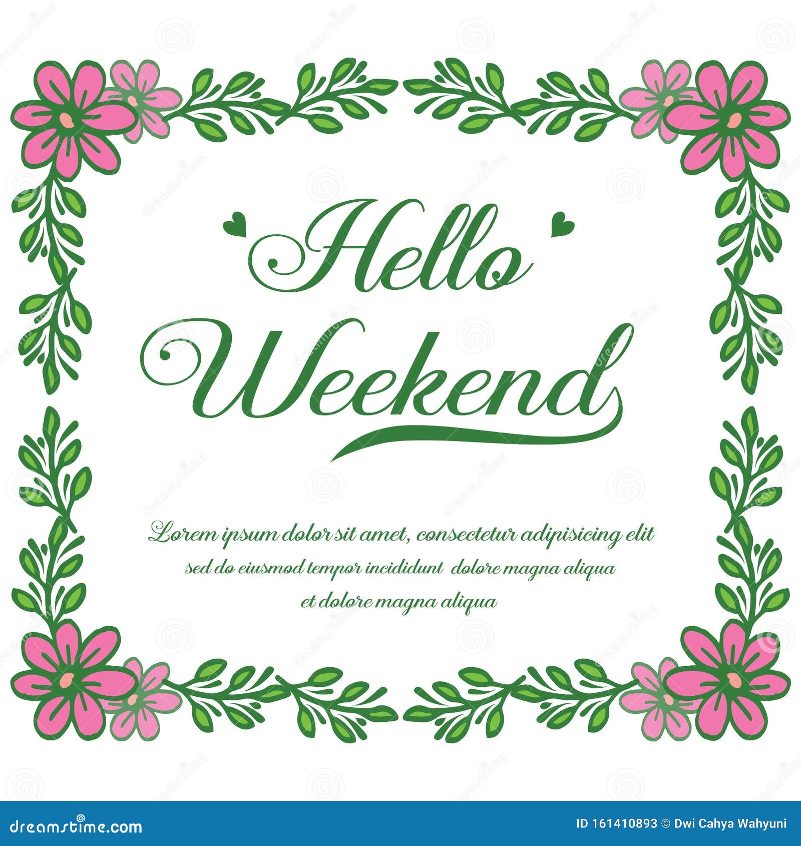 Artwork of Pink Flower Frame, for Wallpaper of Card Hello Weekend ...