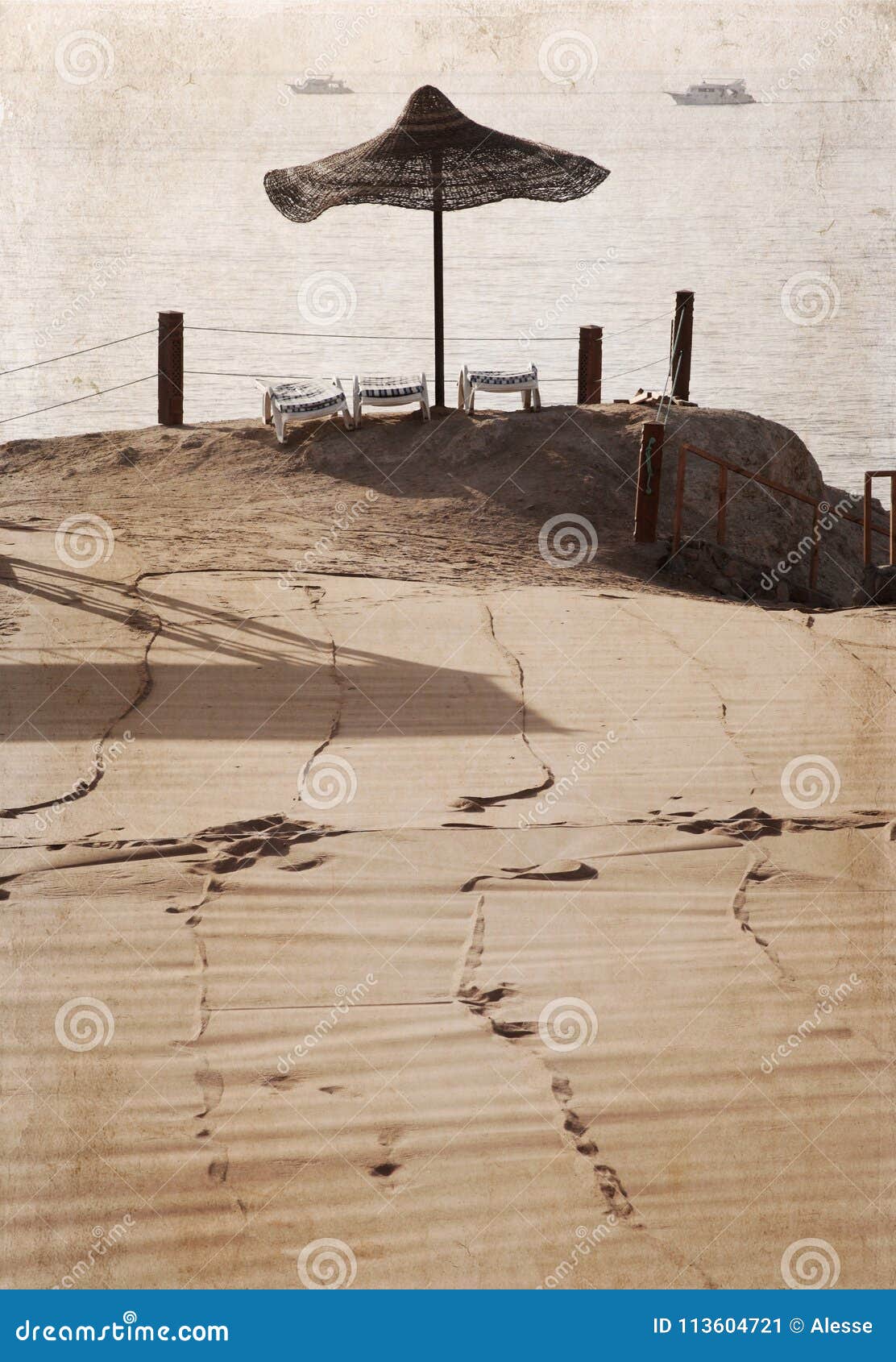 Artwork in Retro Style, Beach Stock Image - Image of lounger, shore ...