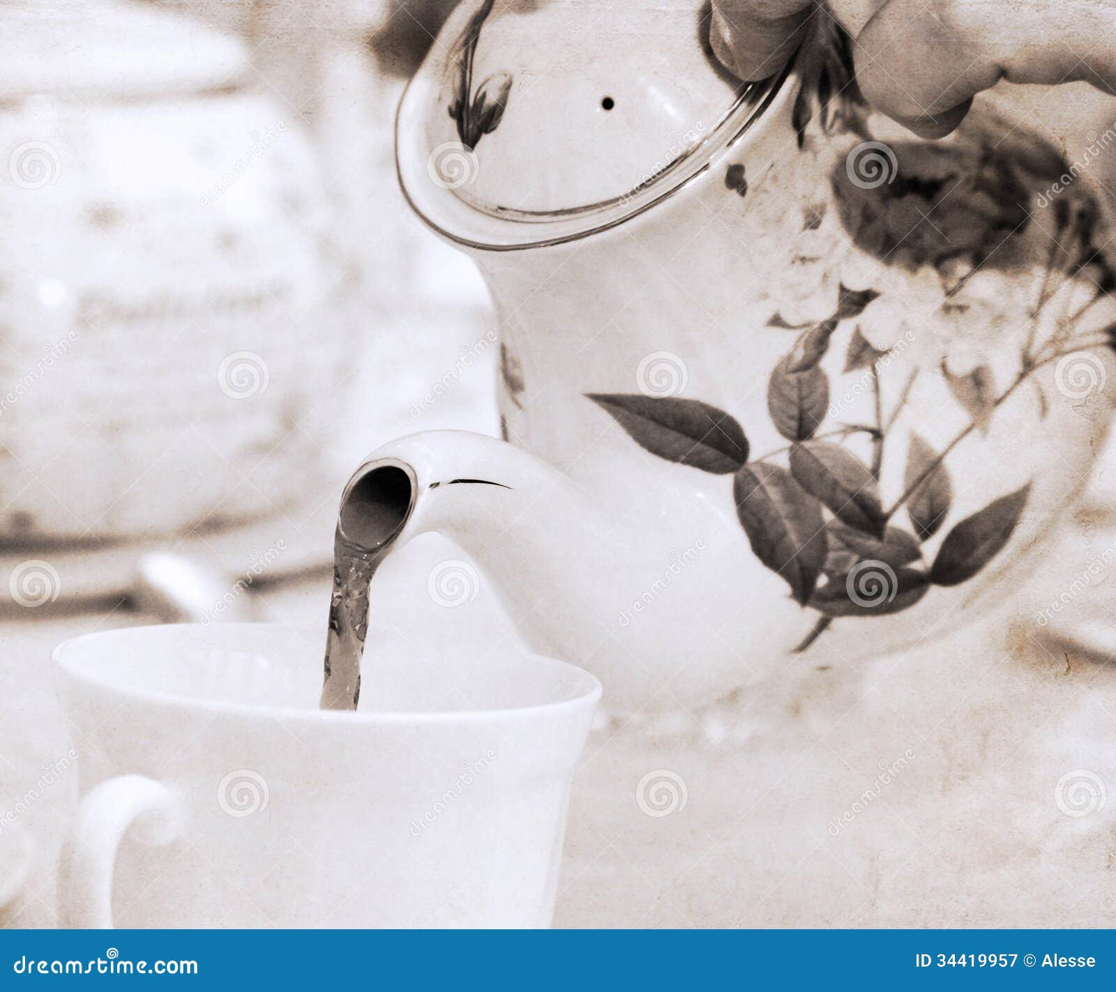 Artwork in Retro Style, Tea Stock Image - Image of heat, healthy: 34419957